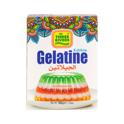 THREE RIVER GELATINE POWDER HALAL 50 GR – Sahara Specialty Foods